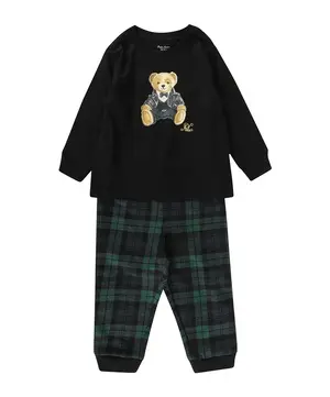 Polo Ralph Lauren Polo Bear Plaid-pattern Pajamas - Black