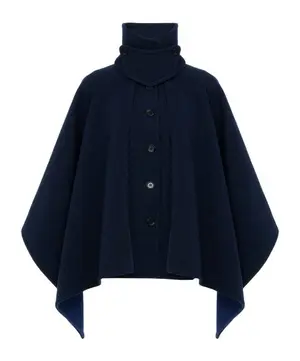 Chloé High-neck Short Cape Coat In Washed Double-face Wool