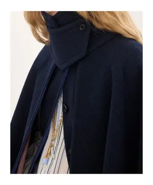 Chloé High-neck Short Cape Coat In Washed Double-face Wool