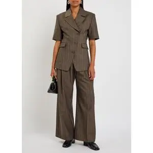 GANNI Melange Stripe Wrap Pants