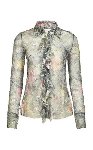 FRANCESCA MIRANDA Arena Ruffle-front Top - Multi