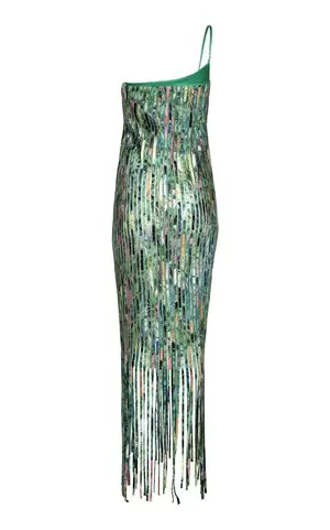 FRANCESCA MIRANDA Eden Woven Fringe-hem Silk Maxi Dress