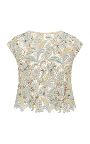 LA FUORI Jardin Palmier Cutwork Crop Top