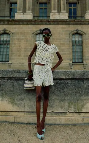 LA FUORI Jardin Palmier Cutwork Shorts