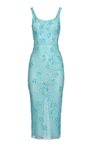FRANCESCA MIRANDA Stellar Cotton-lace Midi Dress - Light Blue
