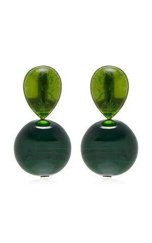 JENNIFER BEHR Allison 18k Gold-plated Citrine And Malachite Earrings
