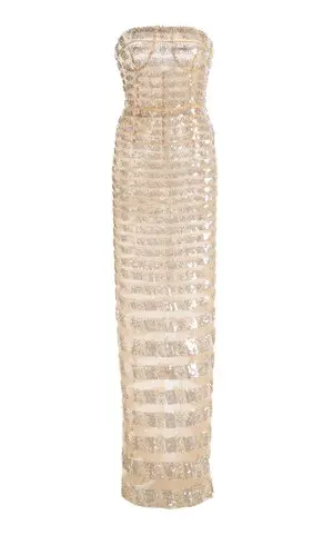 Oscar De La Renta Embroidered Tulle Gown