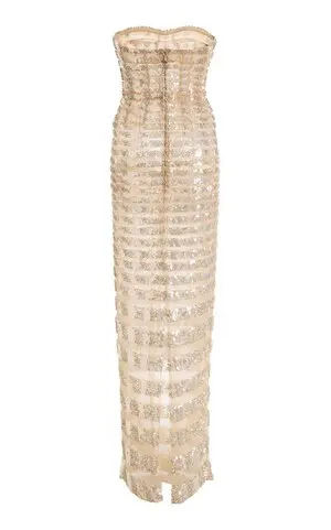 Oscar De La Renta Embroidered Tulle Gown