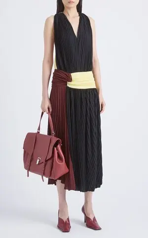 Proenza Schouler Fiora Draped Jersey Midi Dress - Black