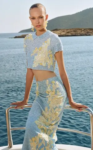 LA FUORI Mist Wisteria Sequined Top