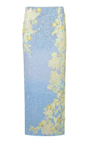 LA FUORI Mist Wisteria Sequined Midi Skirt - Multi