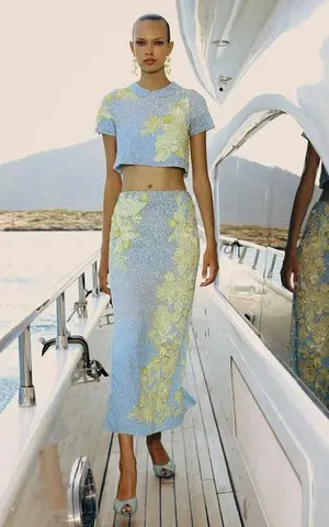 LA FUORI Mist Wisteria Sequined Midi Skirt