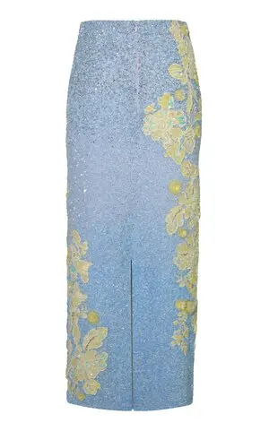 LA FUORI Mist Wisteria Sequined Midi Skirt
