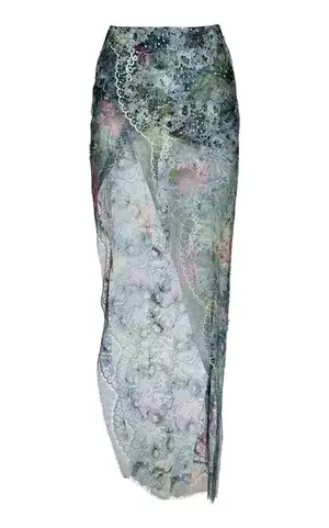 FRANCESCA MIRANDA Vetiver Lace-Embellished Skirt