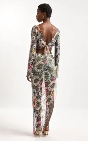 FRANCESCA MIRANDA Vetiver Lace-embellished Skirt