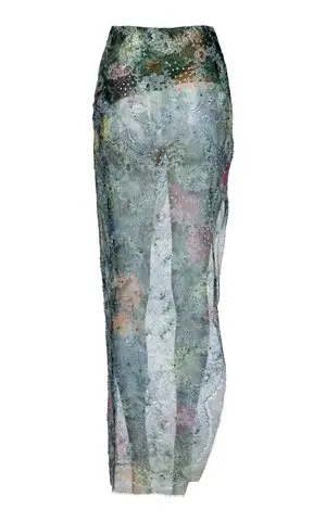 FRANCESCA MIRANDA Vetiver Lace-embellished Skirt