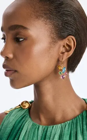 Oscar De La Renta Pear Crystal Cluster Drop Earrings