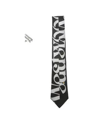 VIVIENNE WESTWOOD Logo-print Orb-embroidered Tie - Black