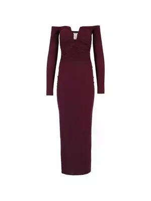 AMAZUIN Noemi Off-shoulder Draped Midi Dress - Red