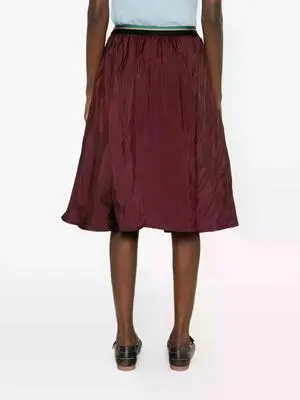 Plan C Crinkled-finish Elasticated-waistband Midi Skirt