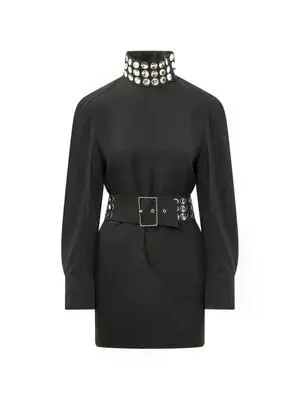 IRO PARIS Stud-embellished Belted Mini Dress