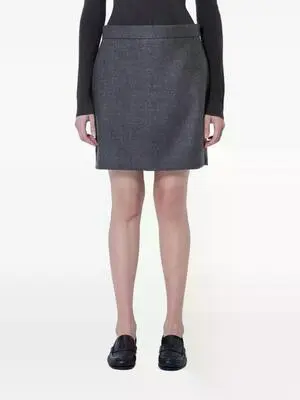 Max Mara Smooth-weave Wool Skirt - Grey