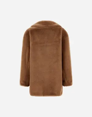 Herno Peacoat In Beaver-effect Fur-touch Fabric