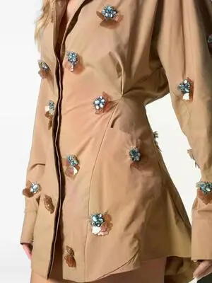 JBQ Tess Floral-embellished Shirt Mini Dress
