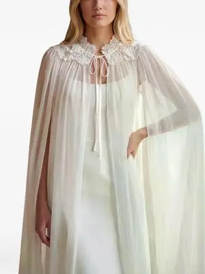 Vintage Lace-trim Cape Maxi Dress - Neutrals