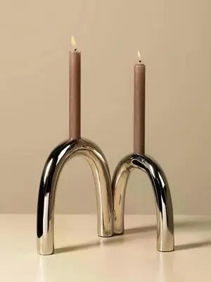 CU I SEEYOU Curved Aluminium Candle Holder - Silver