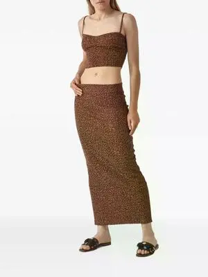 MC2 SAINT BARTH Lane Leopard-print Ribbed Midi Skirt