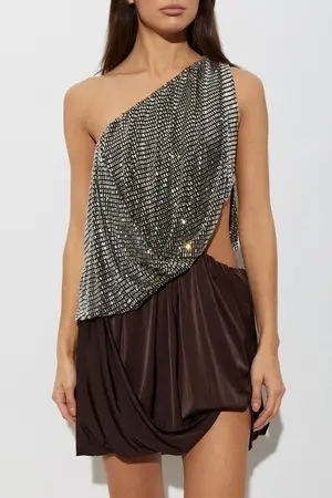 SELF-PORTRAIT One-shoulder Sequin Dress