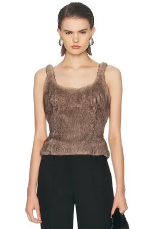 Alexander Wang Faux Fur Fitted Tank Top - Grey