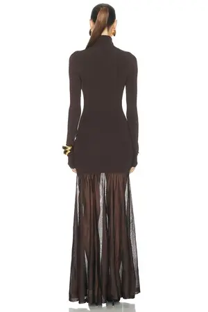 SRG Imogen Long Sleeve Gown In Brown