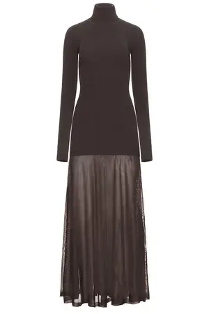 SRG Imogen Long Sleeve Gown In Brown