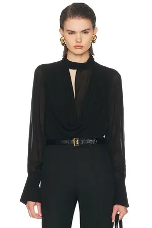 NICHOLAS Amara Double Layer Cowl Neck Blouse