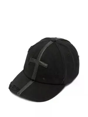 Matieres Fecales Distressed Leather-appliqué Baseball Cap