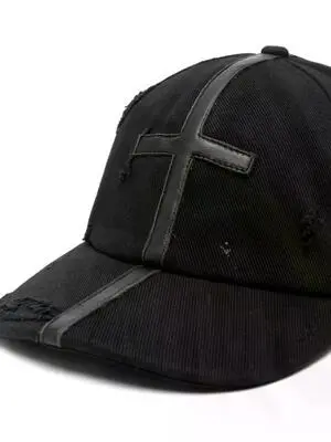 Matieres Fecales Distressed Leather-appliqué Baseball Cap