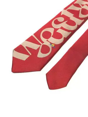 VIVIENNE WESTWOOD Logo-print Silk Tie - Red