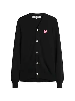 Play Comme Des Garcon Logo-patch V-neck Cardigan - Black
