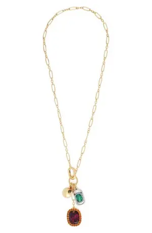 Kurt Geiger Gemstone Charm Link Long Necklace