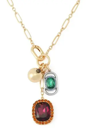 Kurt Geiger Gemstone Charm Link Long Necklace