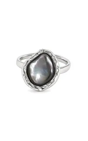 BOLOLA The Lola Ring In With Grey Pearl - Silver