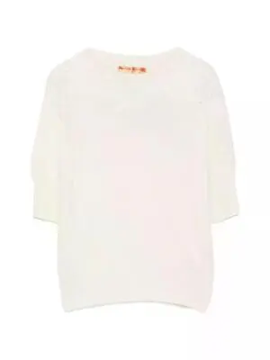 Ermanno Scervino Lace-trimmed Short-sleeve Sweater - Neutrals