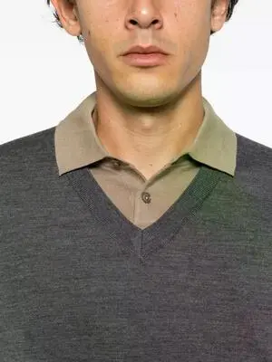 PAOLO PECORA Layered-effect Long-sleeve Polo Shirt
