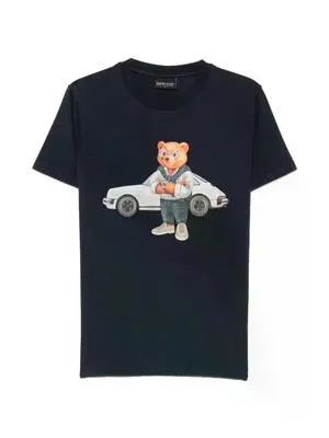 BARON FILOU Bear-print T-shirt - Blue