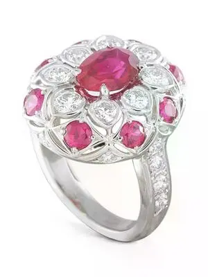 LB EXCLUSIVE Embellished Ruby And Diamond Ring - Silver