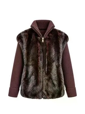 MC2 SAINT BARTH Faux-fur Panelled Knitted Jacket - Brown