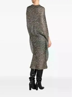 Alberta Ferretti Sequin-embellished Cape-sleeve Midi Dress