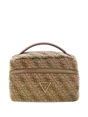 Guess Jacquard Logo-pattern Beauty Case - Brown